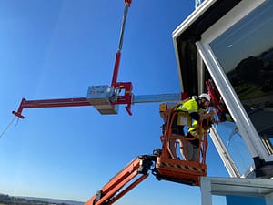 Crane with Offset Lifting Beam & Oktopus Glass Lifter - Zone Group