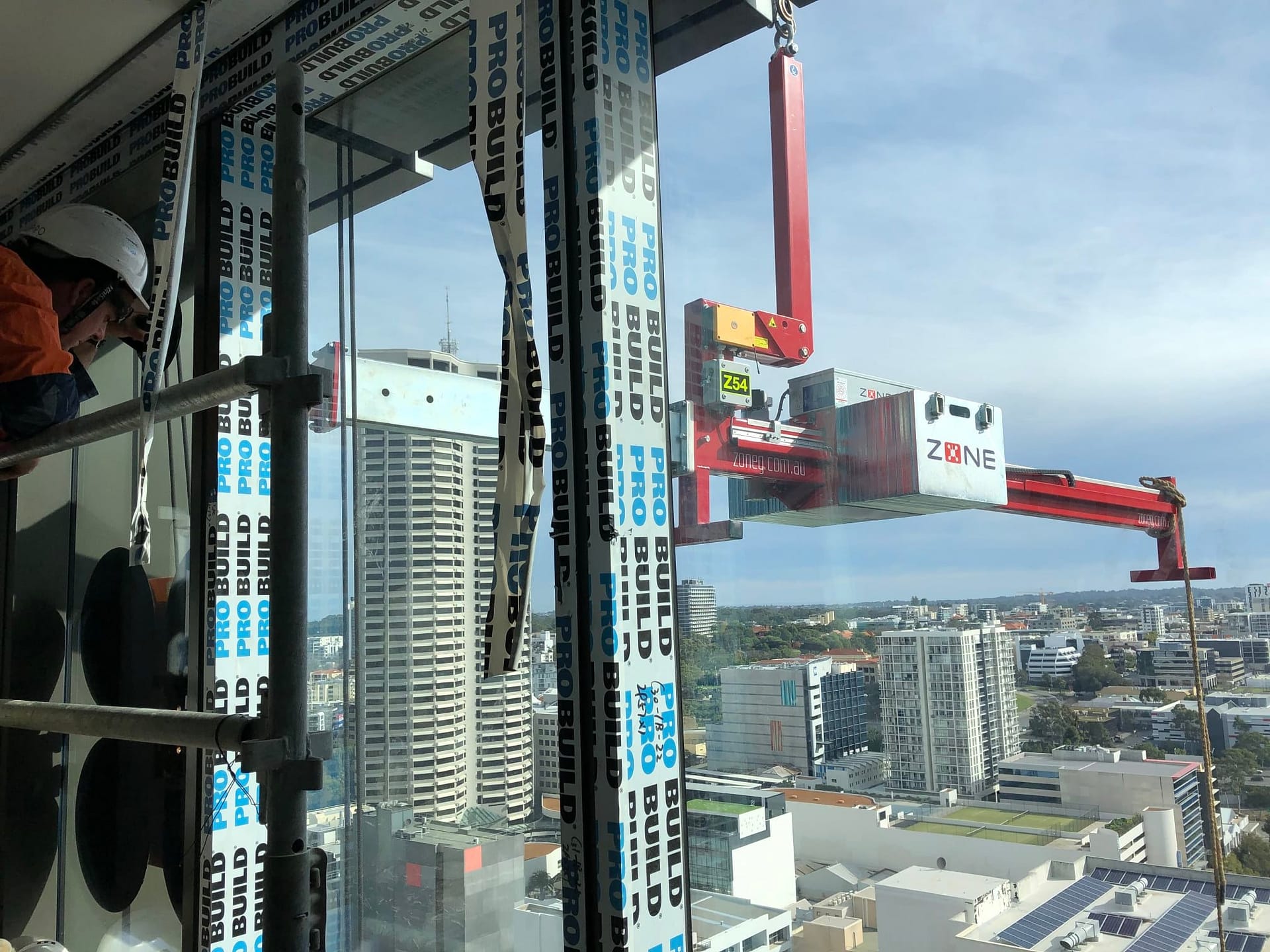 Crane with Offset Lifting Beam & Oktopus Glass Lifter - Zone Group